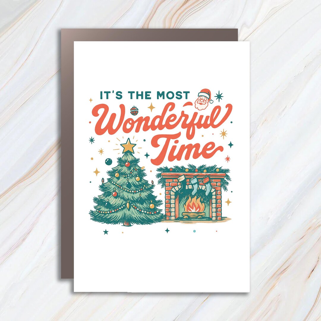 Christmas Time Greeting Card, It's the Most Wonderful Time, Vintage ...