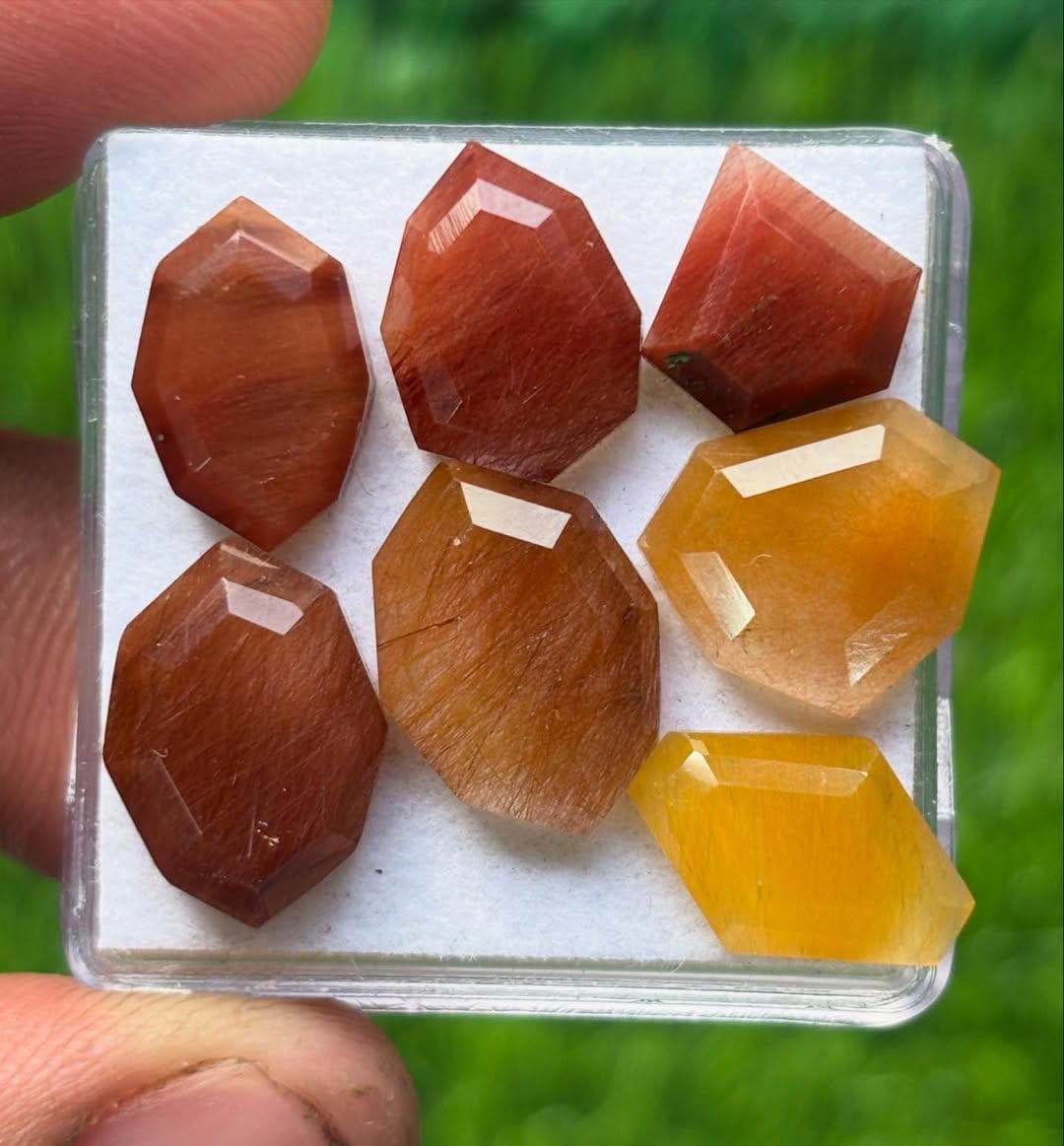 Ref Rutile Gemstone Slices: Fancy Rose Cut Stones (11-16mm, 7 Peices ...