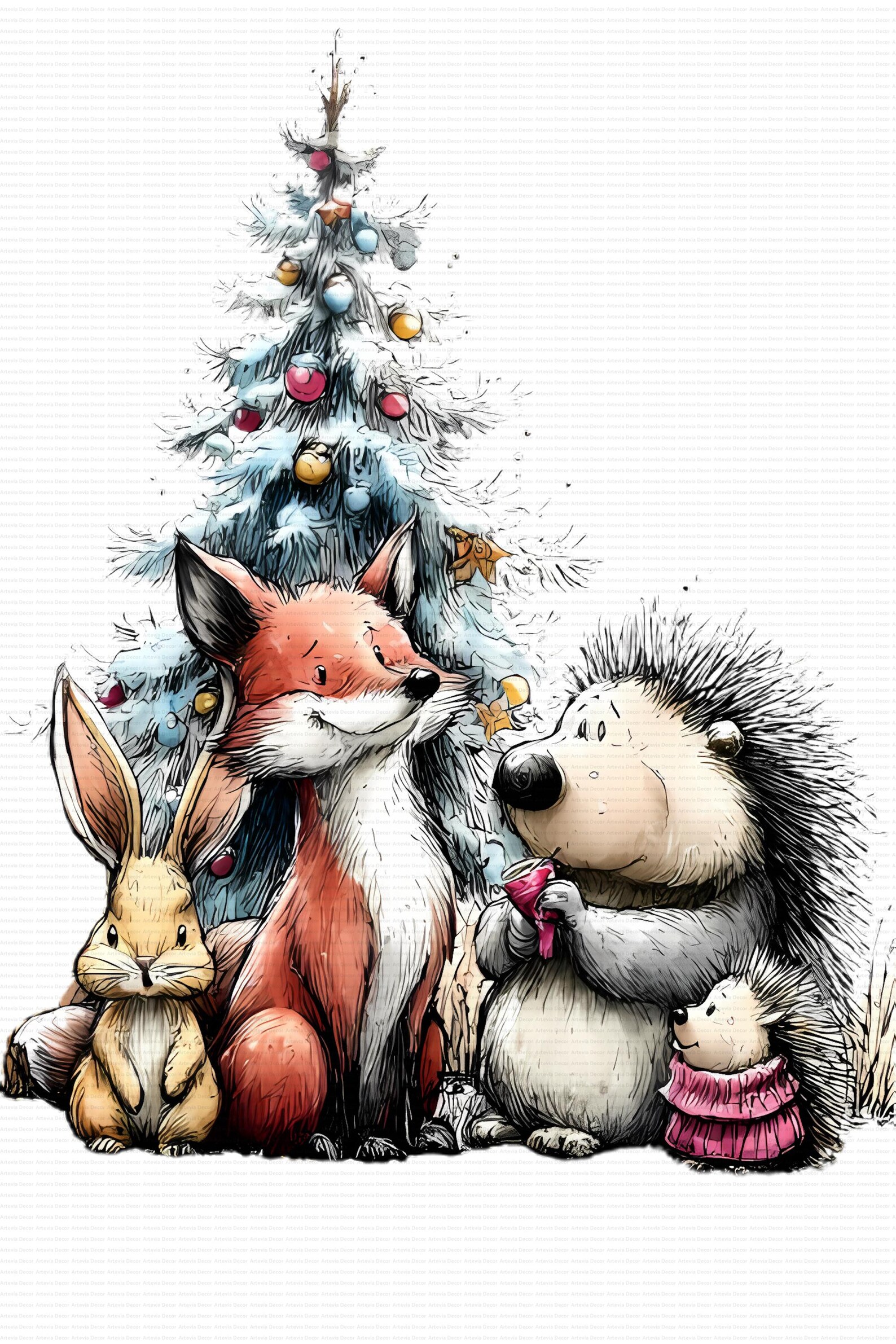 Christmas Woodland Animals Clipart | Cute Forest Animal PNG | Winter ...