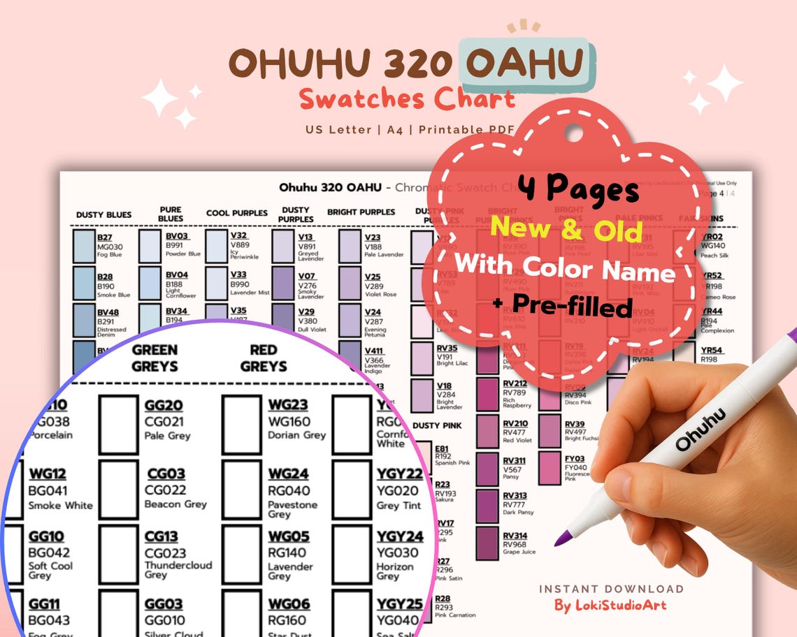 Ohuhu 320 Oahu : New & Old Codes Swatch and Pre-filled Version ...