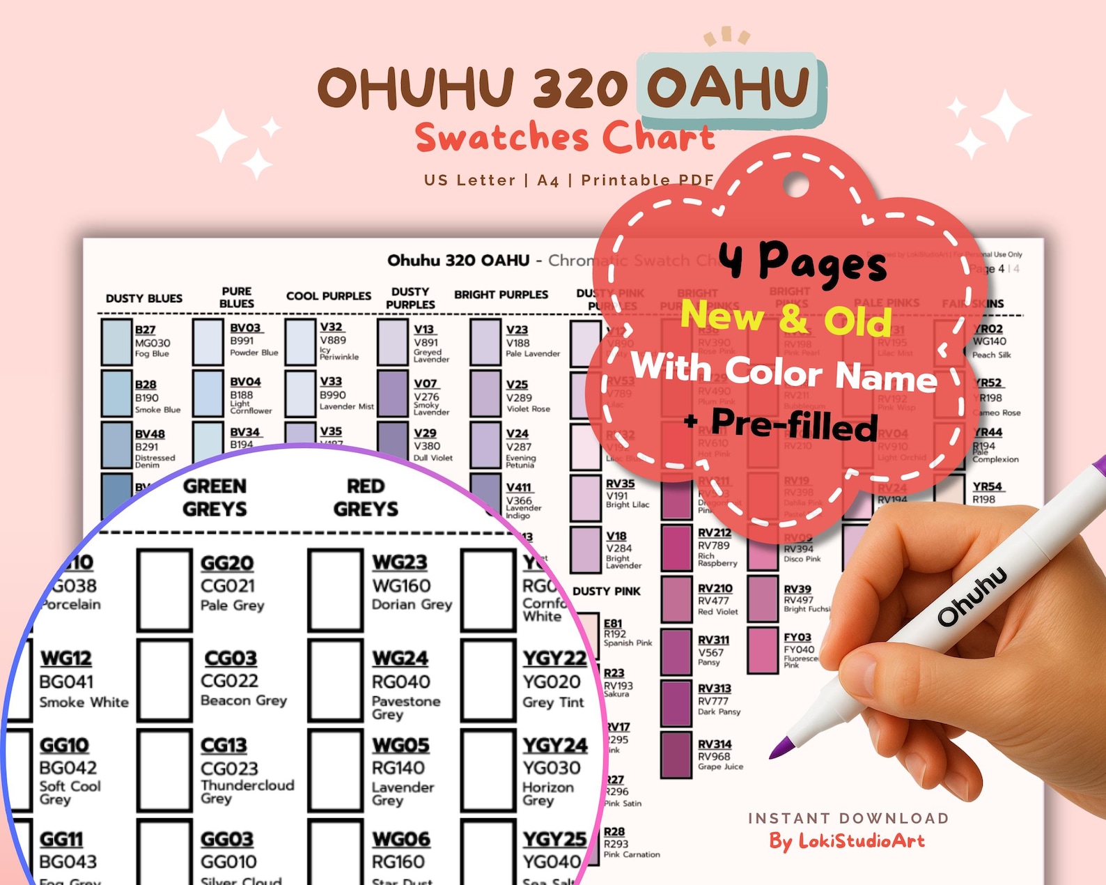 Ohuhu 320 Oahu : New & Old Codes Swatch and Pre-filled Version ...