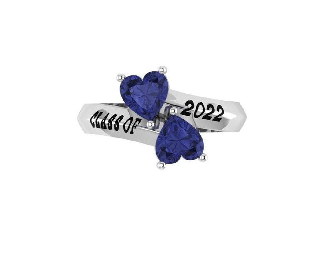 Customizable Class Ring, Heart Gemstones, Graduation Gift - Etsy