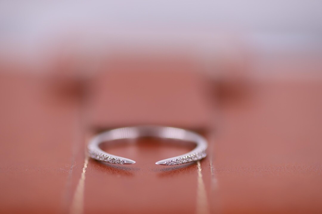 Open Cuff Diamond Ring, Half Eternity Matching Band, Open Gap Spacer ...