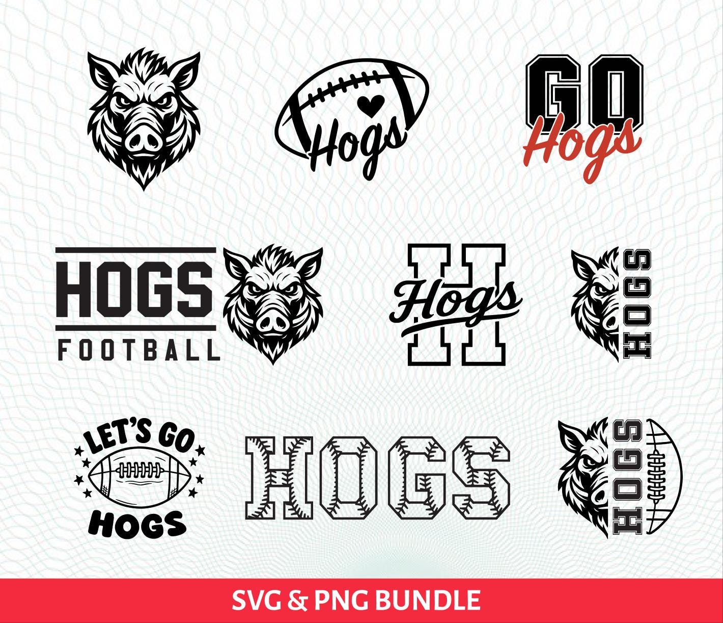 Hogs Svg Team Logo, Hogs Bundle PNG, Baseball, Basketball, Football ...