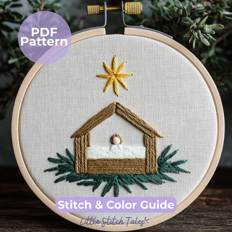 Nativity Scene Hand Embroidery Pattern - Modern Christmas Design - Etsy