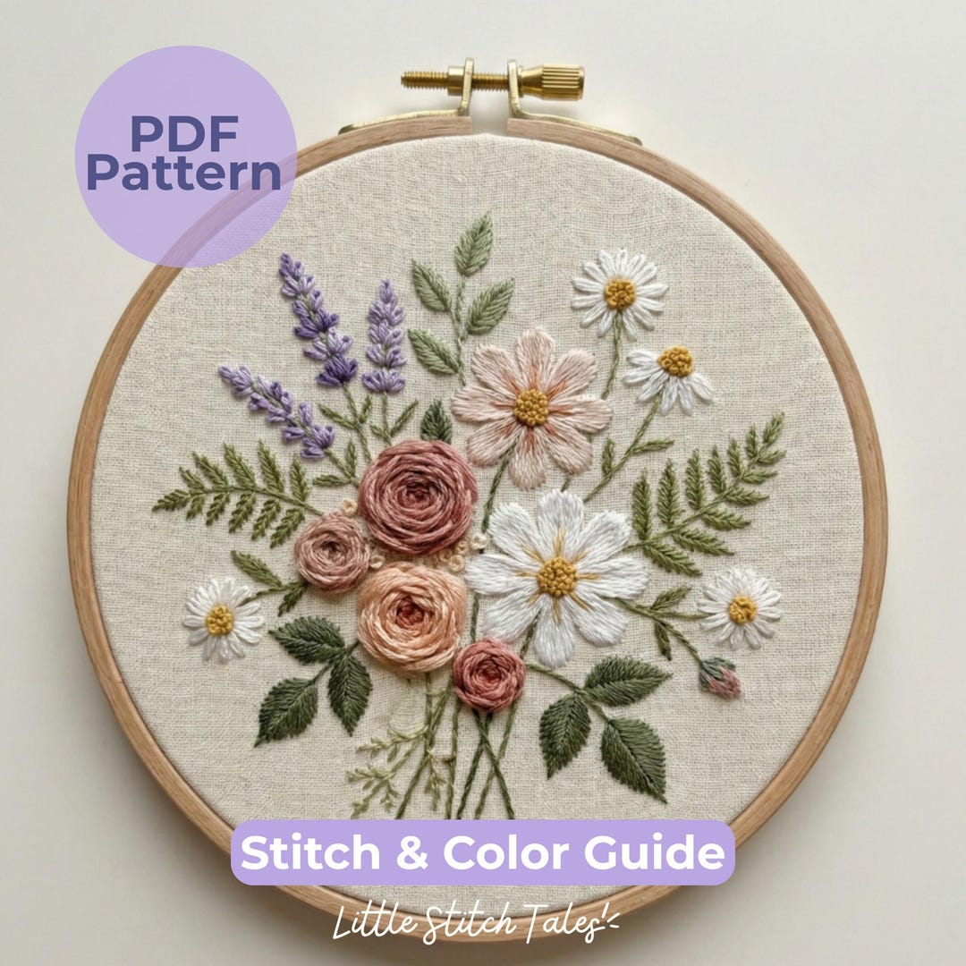 Botanical Rose Garden Embroidery Pattern (PDF) – Floral Hoop Design - Etsy