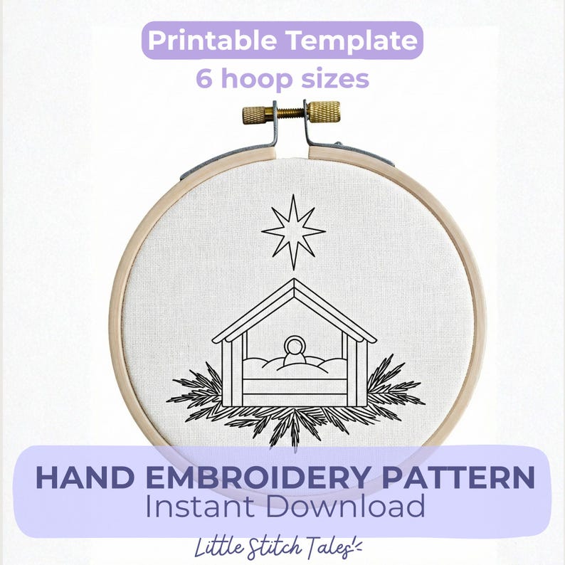 Nativity Scene Hand Embroidery Pattern - Modern Christmas Design - Etsy