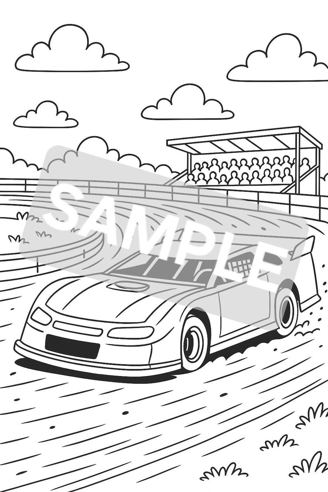 Dirt Late Model Race Car Kids Coloring Book Downloadable Page - Etsy UK