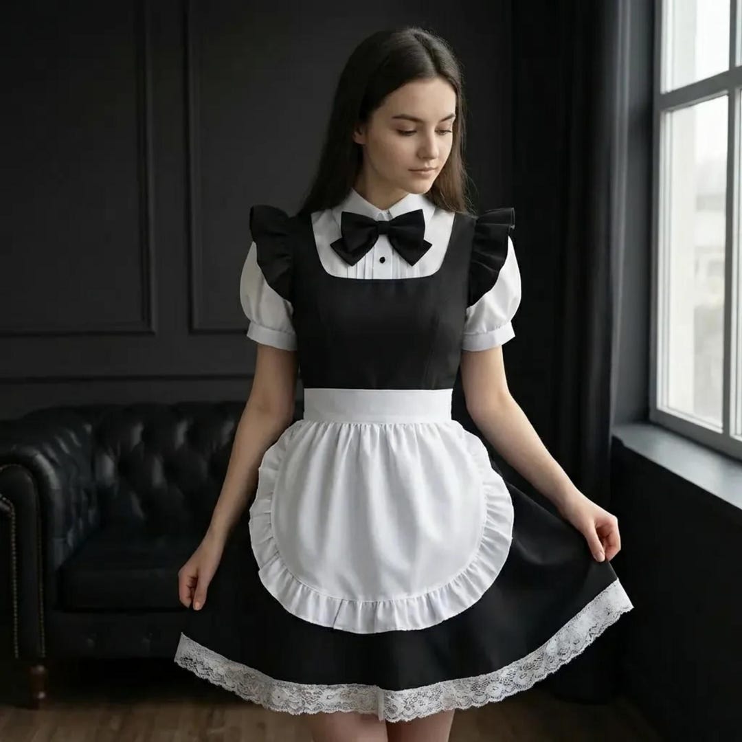 Gothic Maid Dress Victorian Cosplay Outfit - Maidcore Spitze Schürze ...