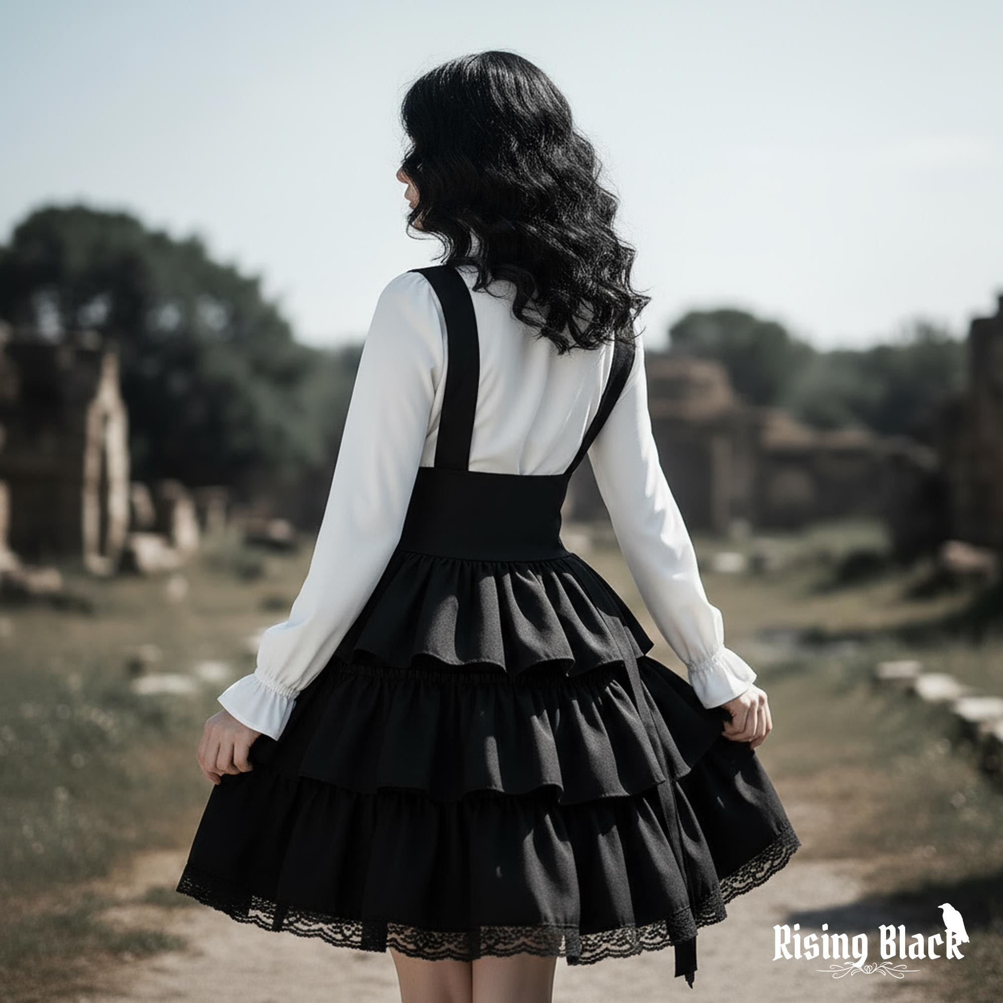 Gothic Black Ruffled Dress – Victorian Outfit With Lace Trim, Dark ...