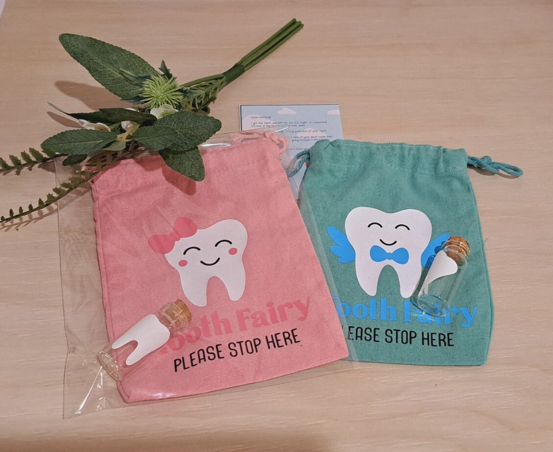 Tooth Fairy Bags With Tooth Keepsake Vial and Tooth Fairy Note ...