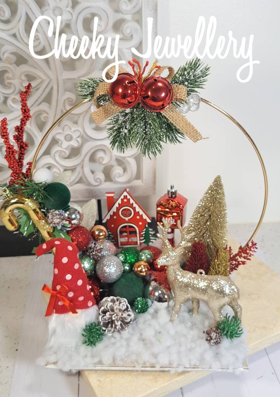 Santa's Village, Christmas Centrepiece With Wooden House, Mail Box and ...