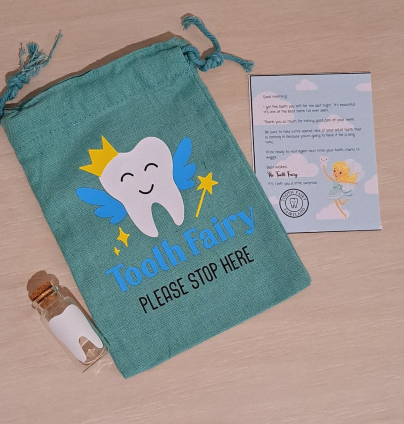 Tooth Fairy Bags With Tooth Keepsake Vial and Tooth Fairy Note ...