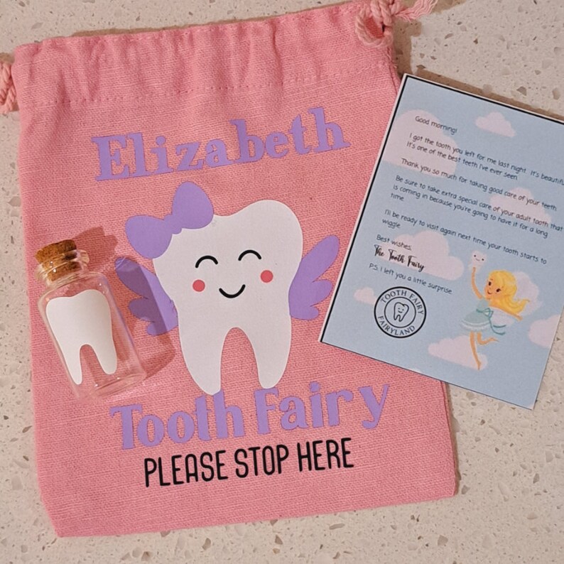 Tooth Fairy Bags With Tooth Keepsake Vial and Tooth Fairy Note ...