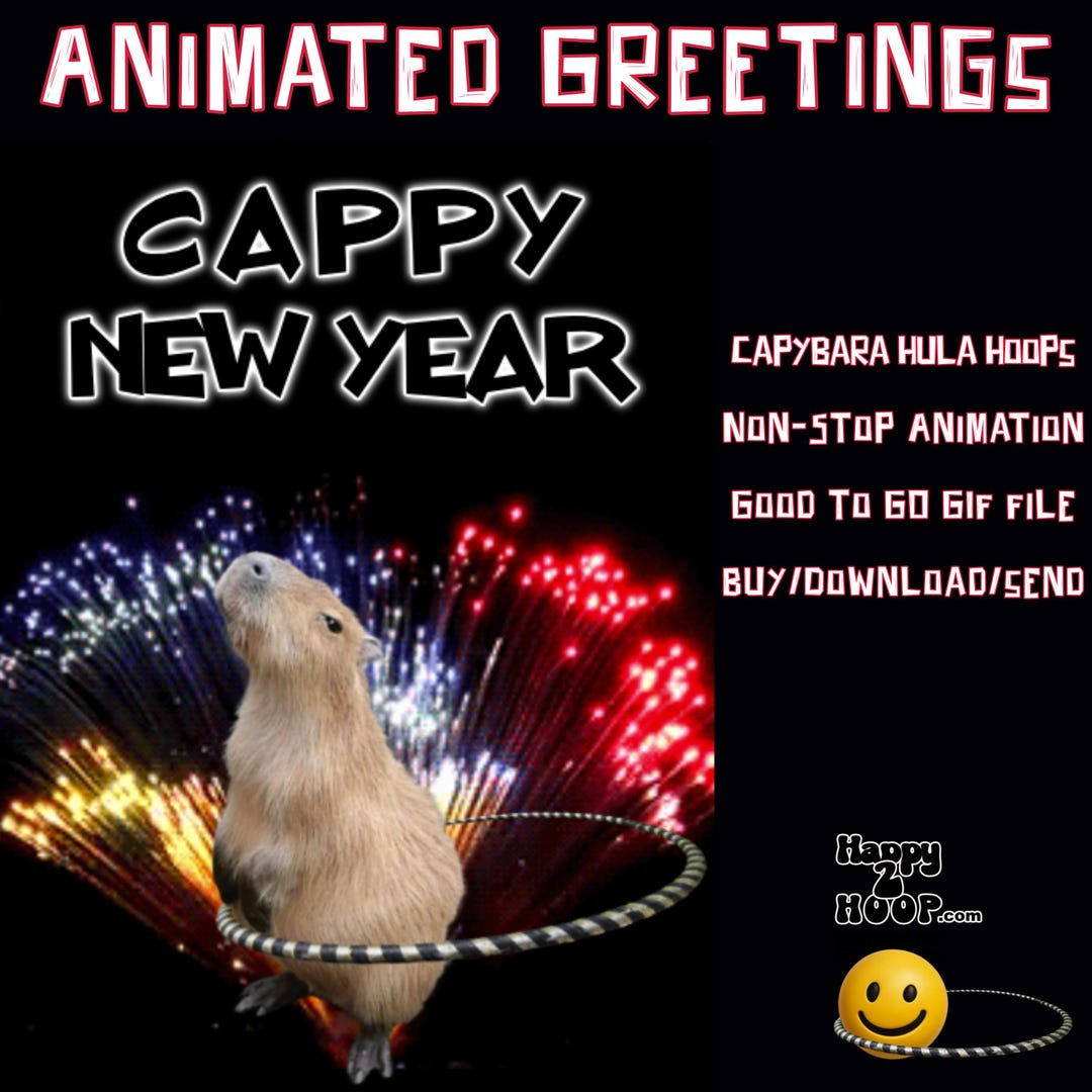 Happy New Year Capybara Animation Greeting - Etsy