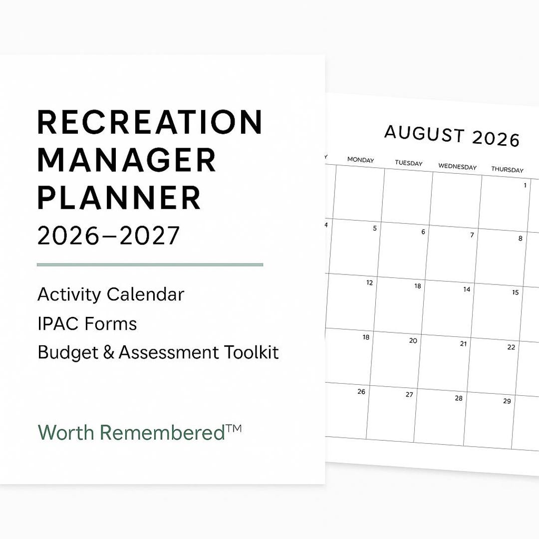 Recreation Manager Planner 2026-2027 | Activity Calendar, IPAC Forms ...