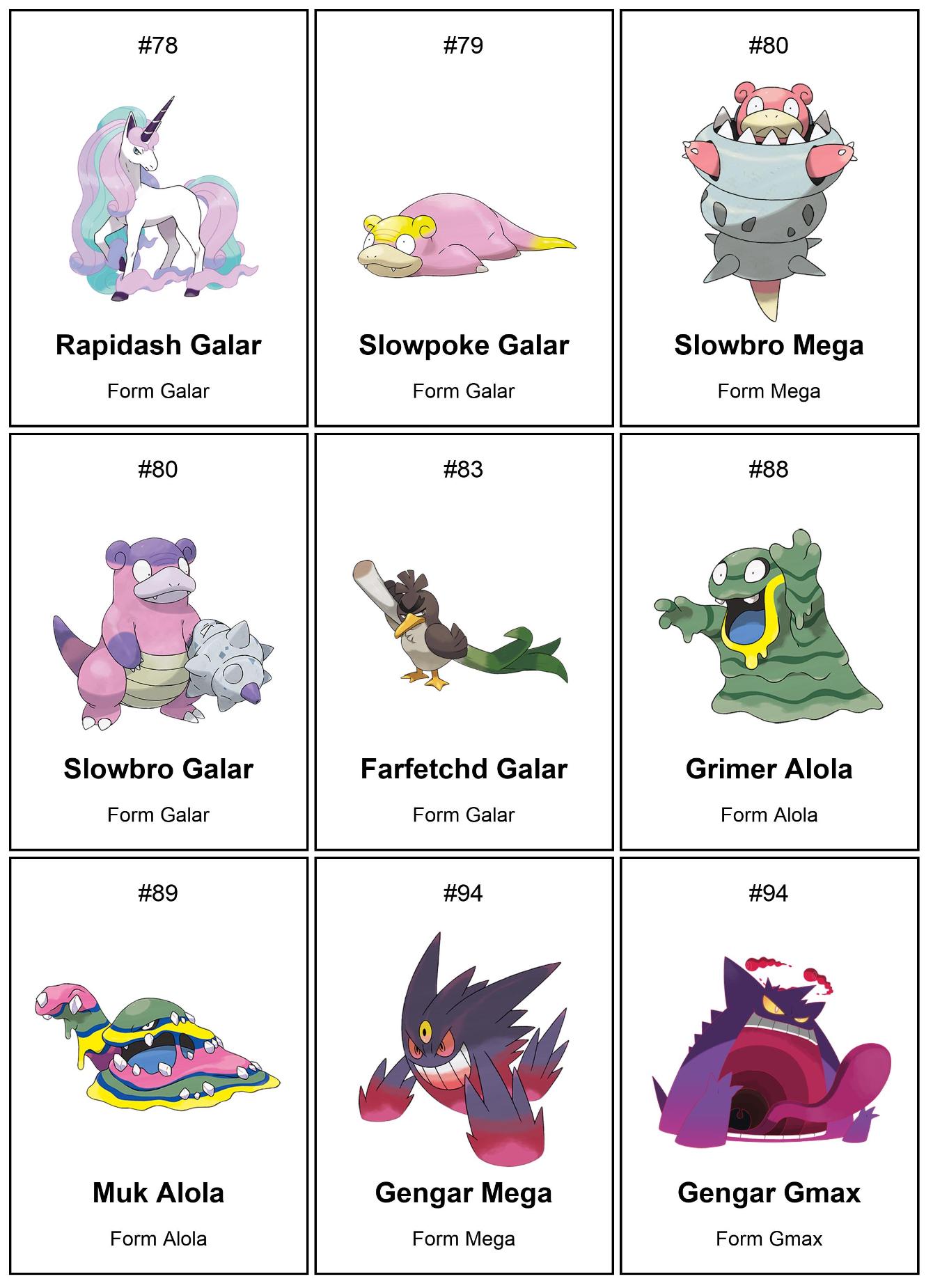 Pokémon National Pokédex Add-on: Regional Forms & Evolutions Printable ...