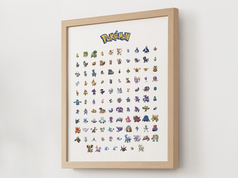 Pokemon Gen 4 Pokedex Poster, Sinnoh Wall Art, Kids Bedroom Decor ...