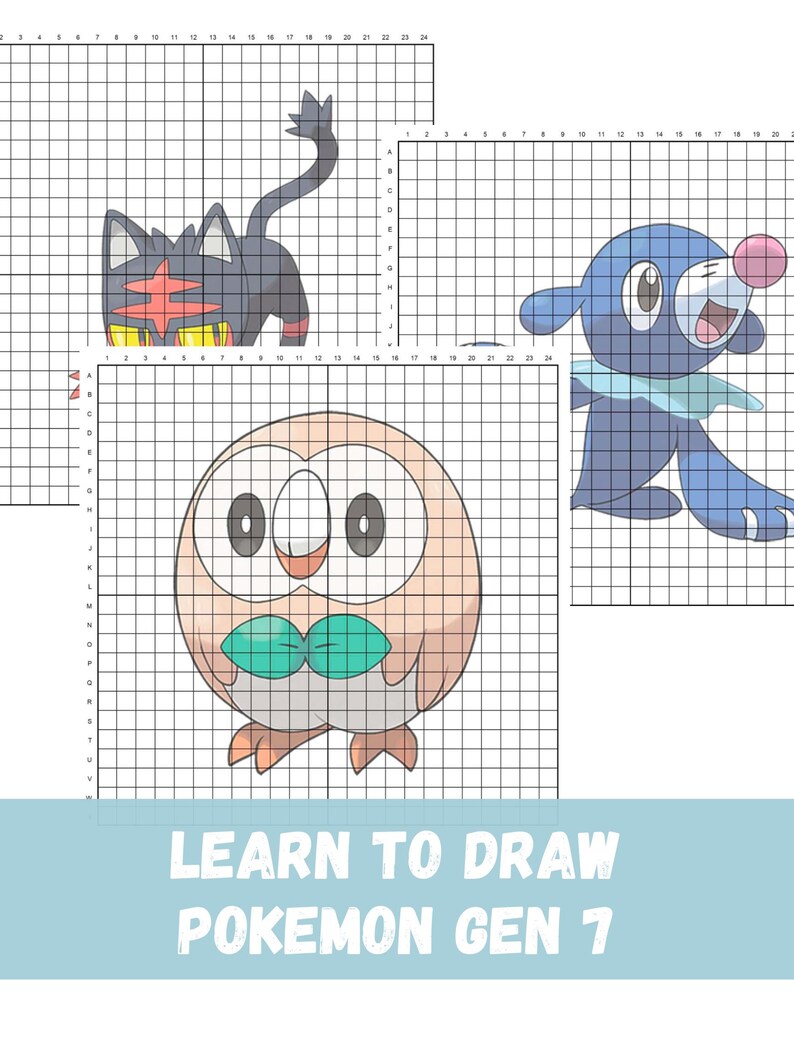 Pokémon Drawing Grid Workbook Gen 7, Learn to Draw Alola Pokémon ...