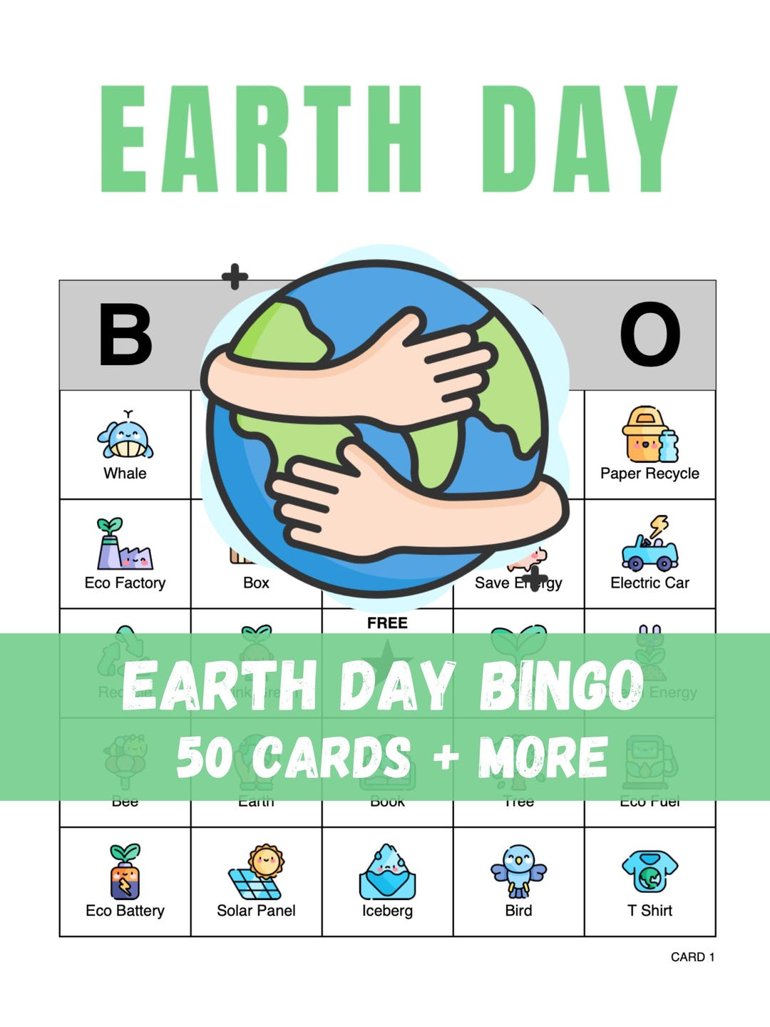 Earth Day Bingo Game for Kids, Printable Classroom Activity, 50 Unique ...
