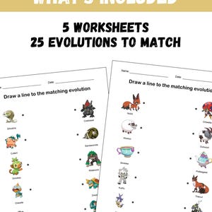 Pokémon Evolution Matching Worksheet Gen 8 Printable Activity Kids ...