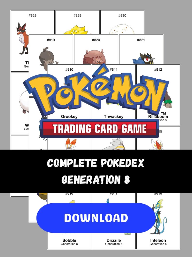 Pokémon National Pokédex: Generation 8 Printable Binder Pages ...