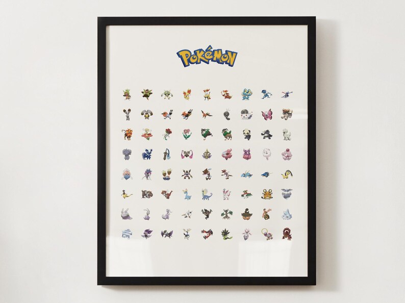 Pokemon Gen 6 Pokedex Poster, Kalos Wall Art, Kids Bedroom Decor ...