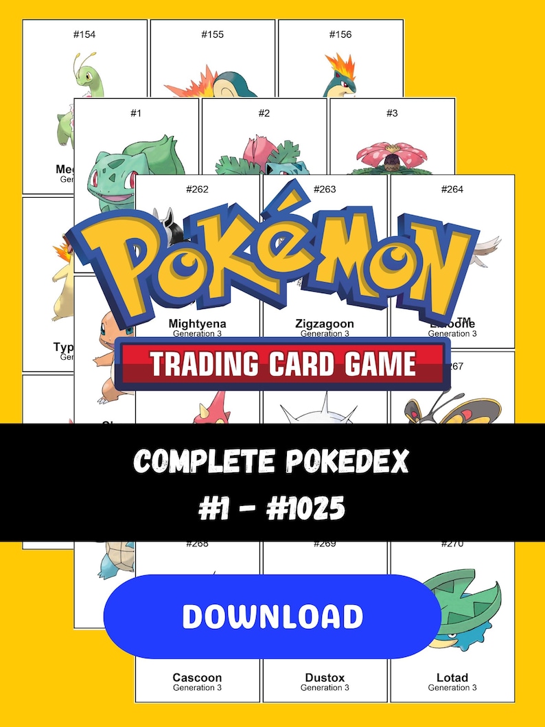 Pokémon National Pokédex 1025: Printable Binder Pages & Placeholders - Etsy