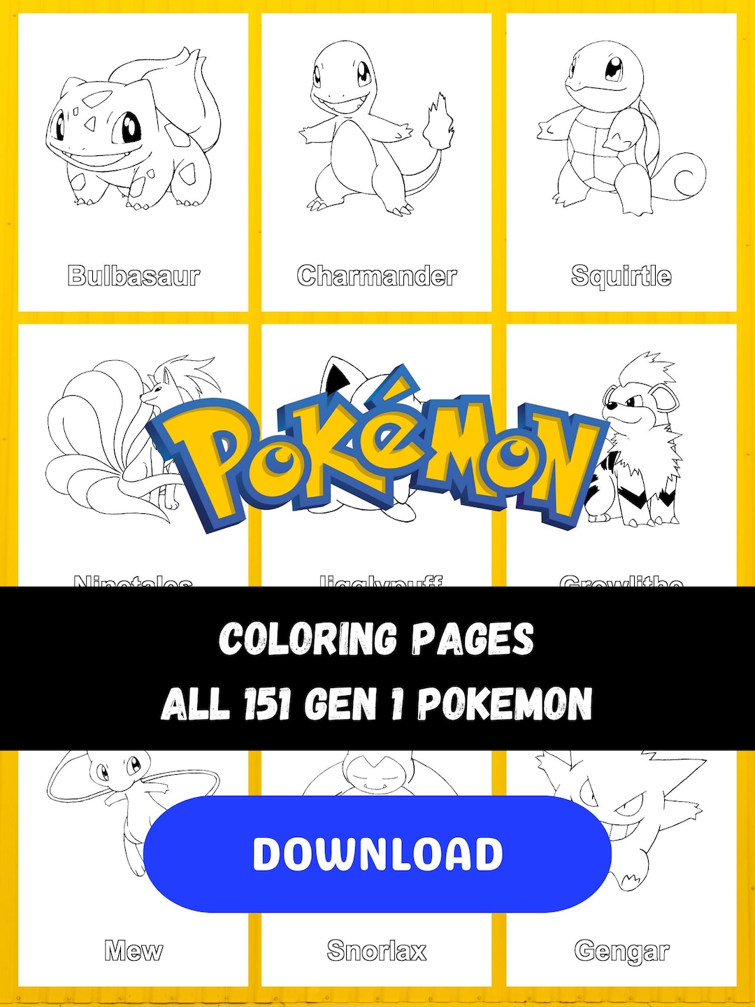 Pokémon (gen 1) Coloring Pages Printable for Kids, Fun Family Party ...