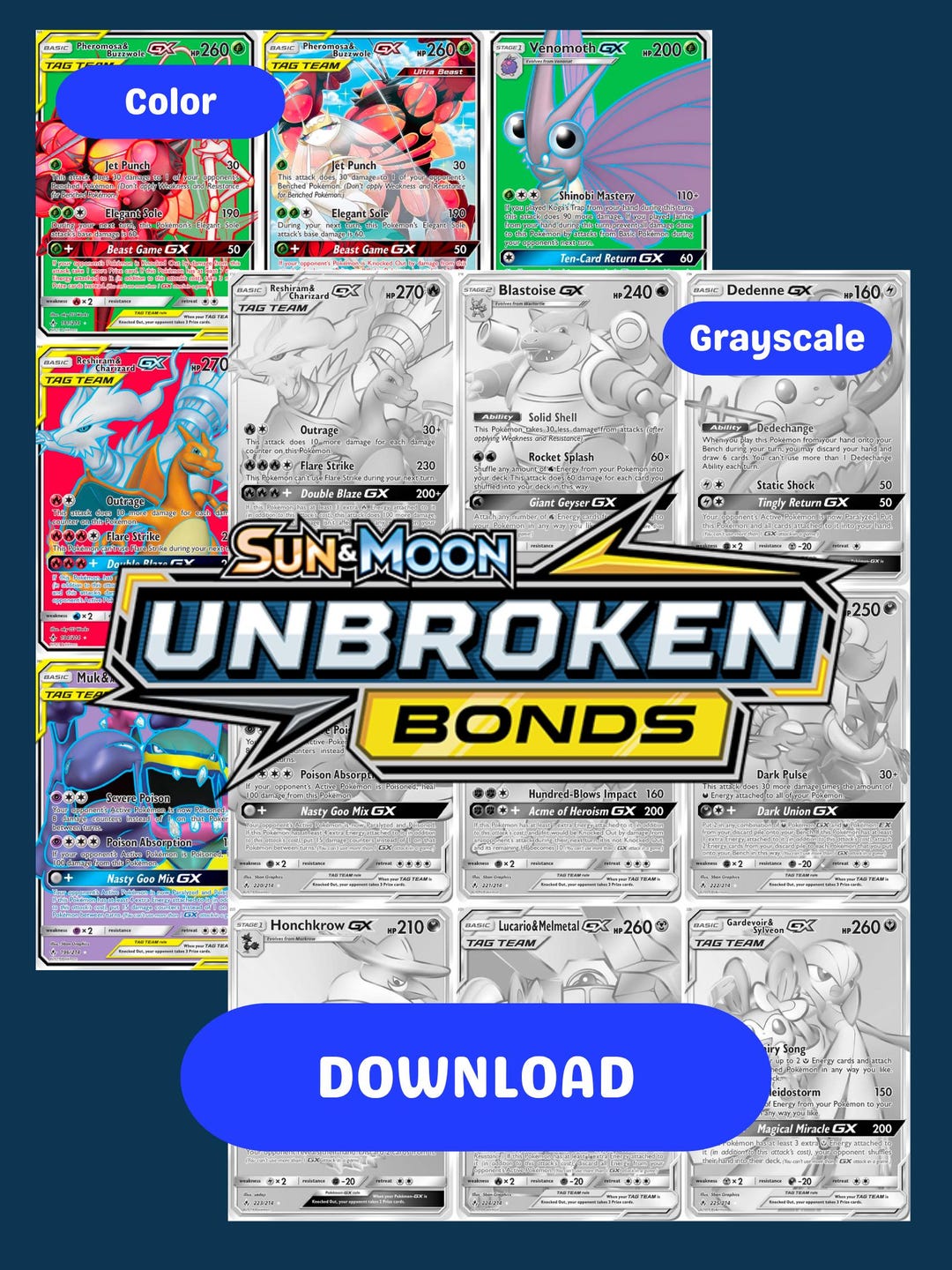 Sun & Moon: Unbroken Bonds Printable Master and Complete Set Binder ...
