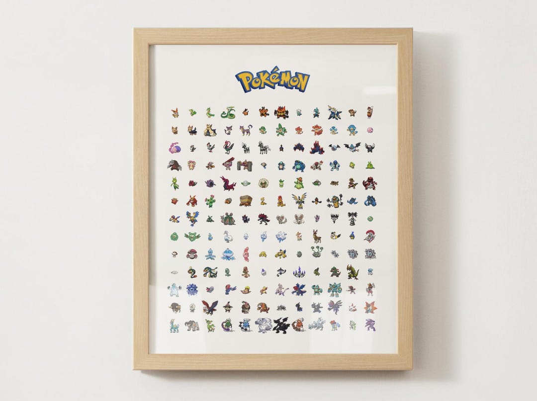 Pokemon Gen 5 Pokedex Poster, Unova Wall Art, Kids Bedroom Decor, Pixel ...