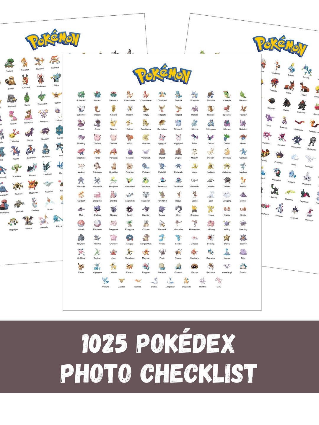 Pokémon National Pokédex 1025: Printable Photo Checklist - Etsy