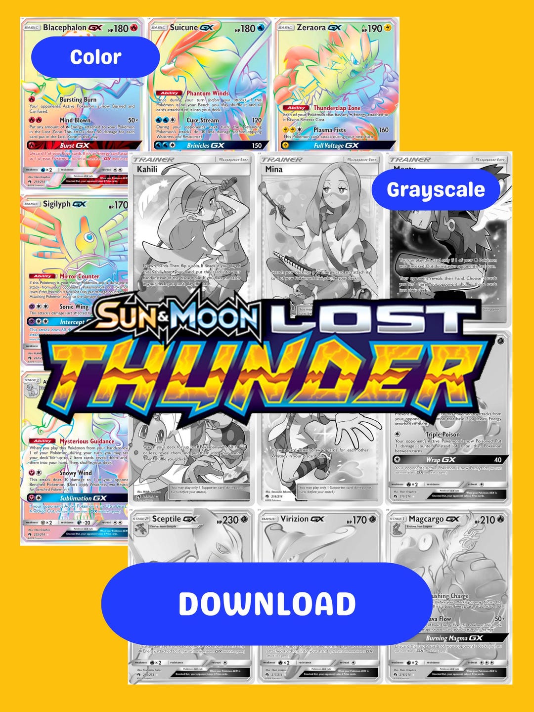 Sun & Moon: Lost Thunder Printable Master and Complete Set Binder ...