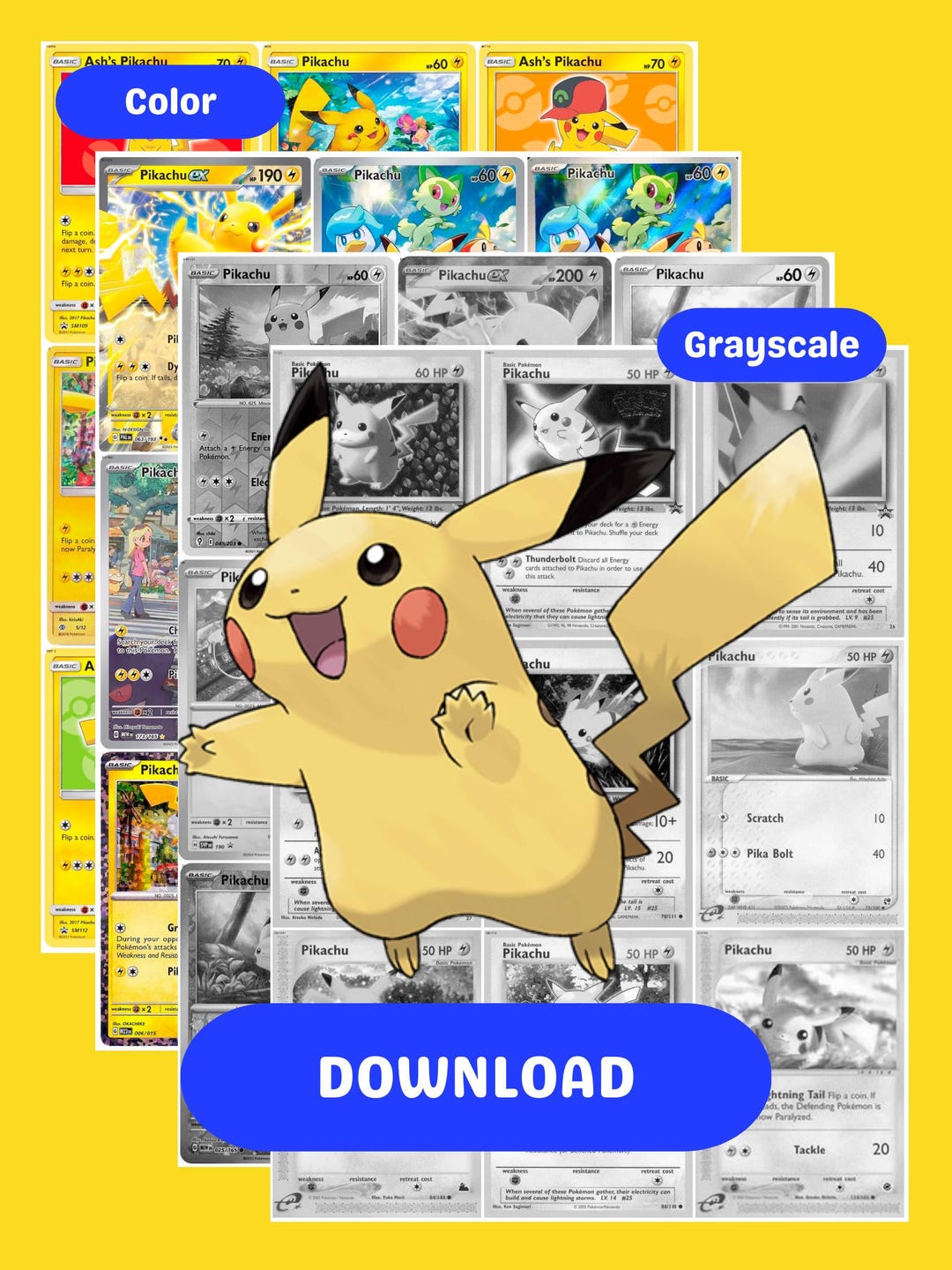 Pikachu Complete Set: Printable Binder Pages & Placeholders + Checklist ...