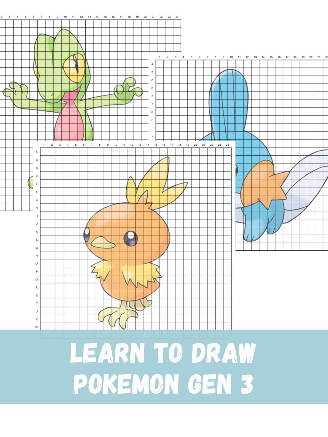Pokémon Drawing Grid Workbook Gen 3, Learn to Draw Hoenn Pokémon ...