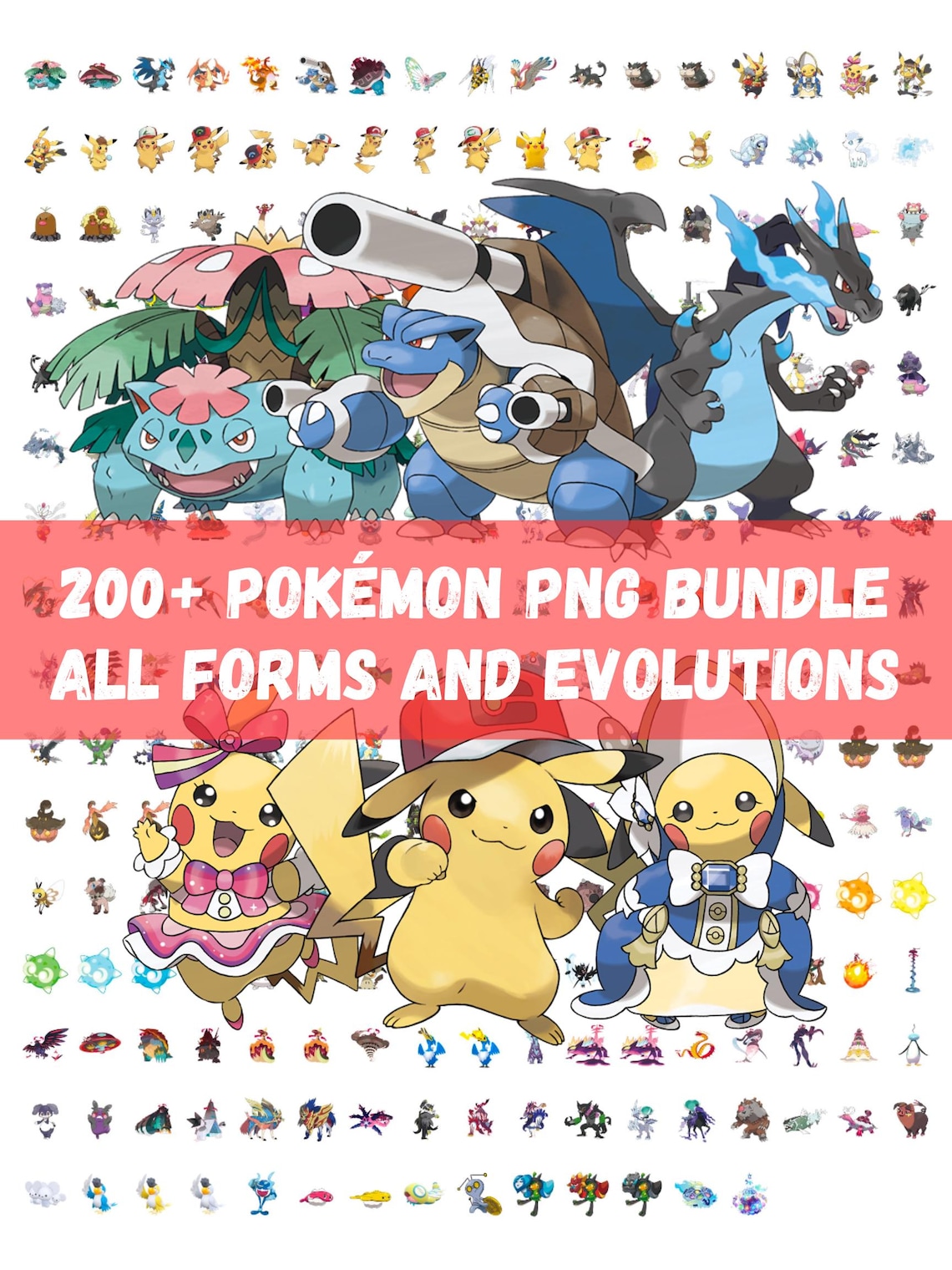 200+ Pokémon PNG Bundle All Forms and Evolutions: Transparent PNG ...