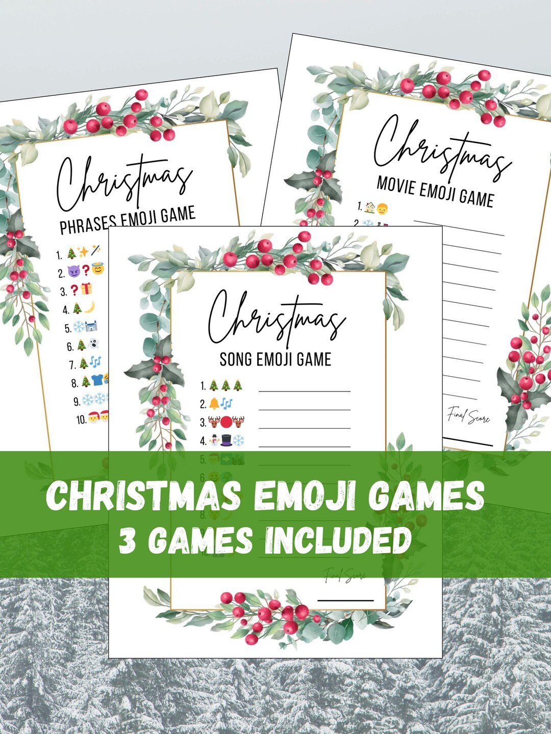 Christmas Emoji Game Bundle Printable, Christmas Songs, Movies and ...
