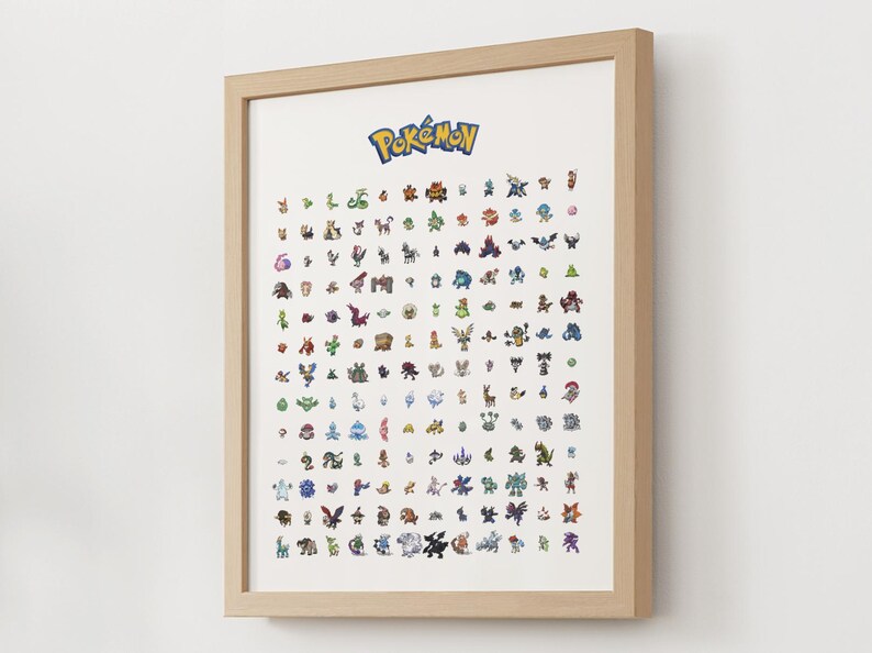 Pokemon Gen 5 Pokedex Poster, Unova Wall Art, Kids Bedroom Decor, Pixel ...