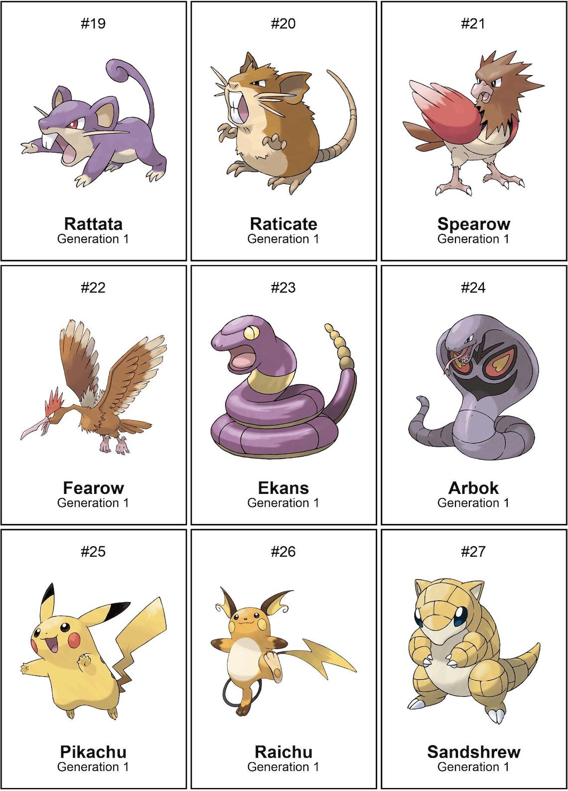 Pokémon National Pokédex: Generation 1 Printable Binder Pages ...