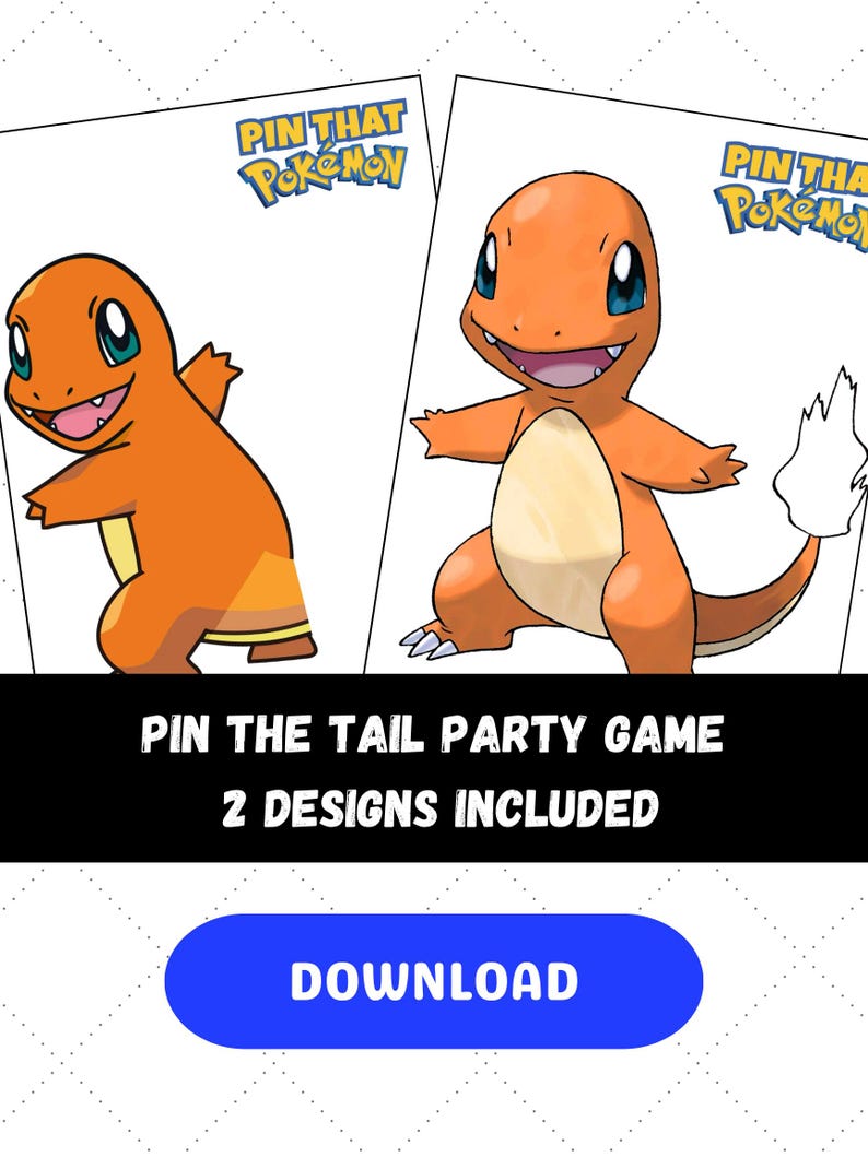 Pin the Tail on Charmander: Kids Birthday Party Game Printable (digital ...