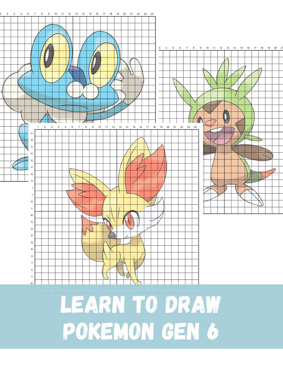Pokémon Drawing Grid Workbook Gen 6, Learn to Draw Kalos Pokémon ...