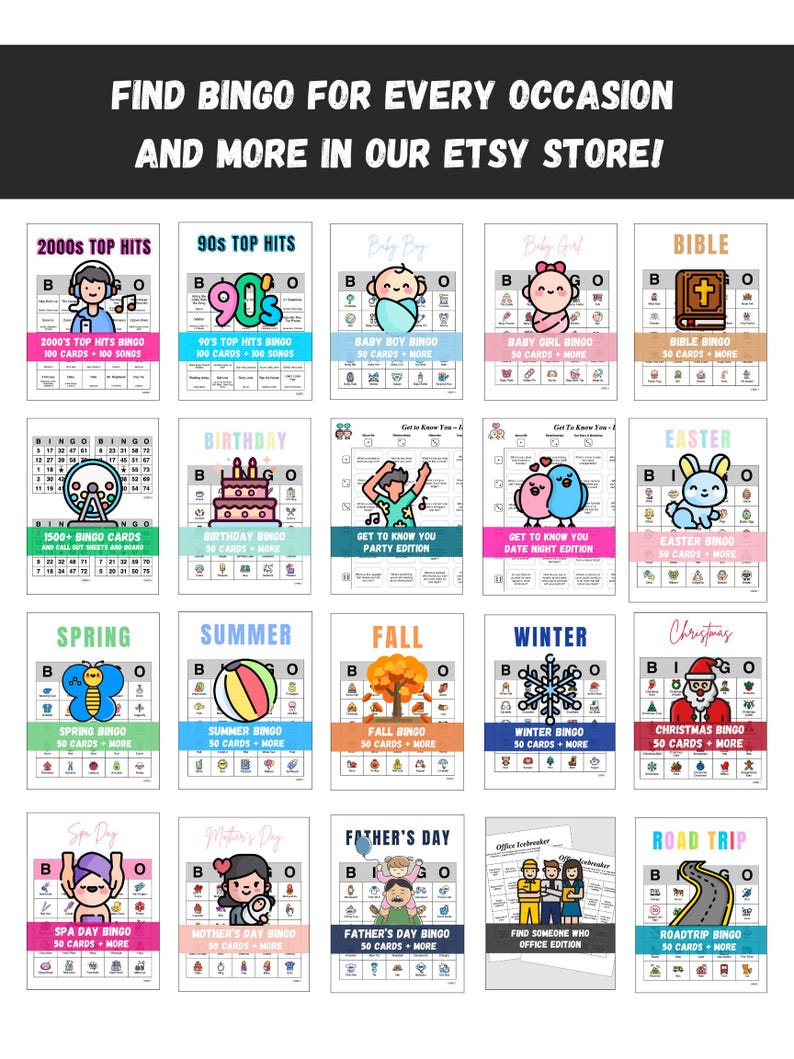 Spring Bingo Game for Kids, Printable Classroom Activity, 50 Unique ...