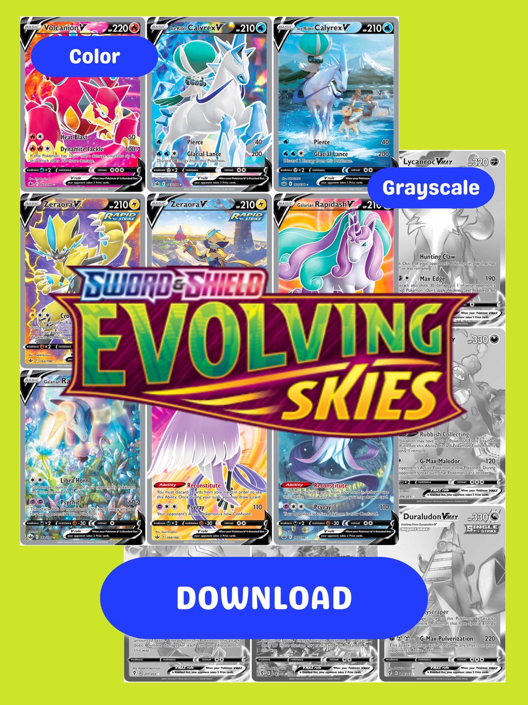 Sword & Shield: Evolving Skies Printable Master and Complete Set Binder ...