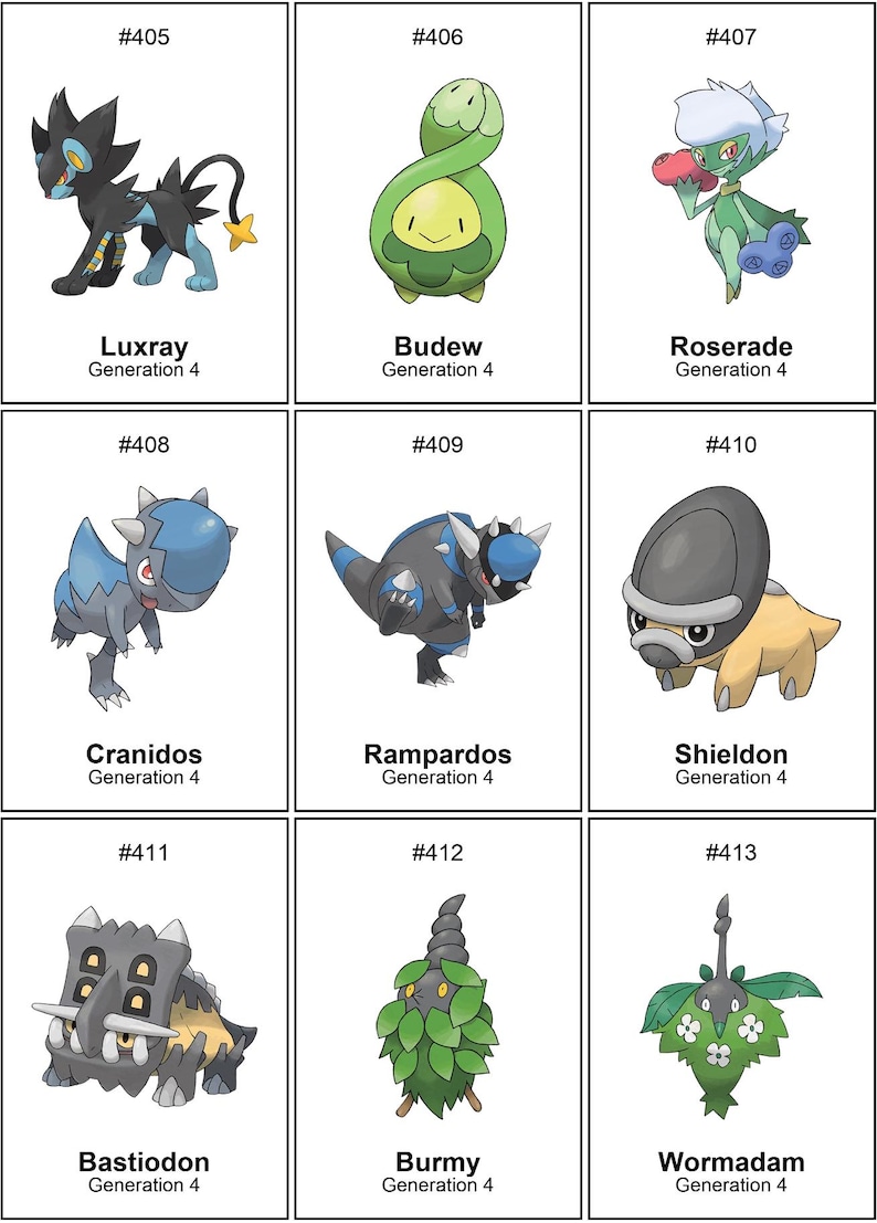 Pokémon National Pokédex: Generation 4 Printable Binder Pages ...
