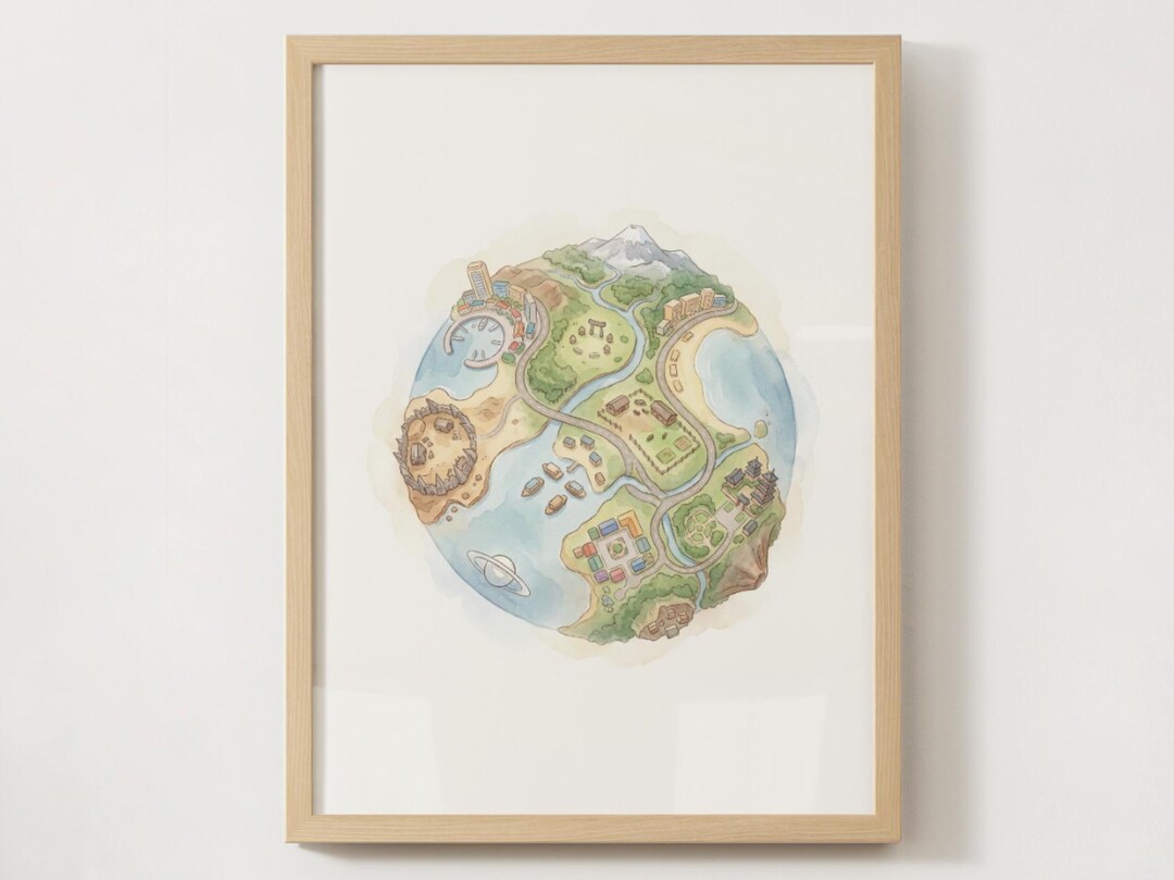 Alola Region Wall Art Printable, Pokemon Island Globe Poster ...