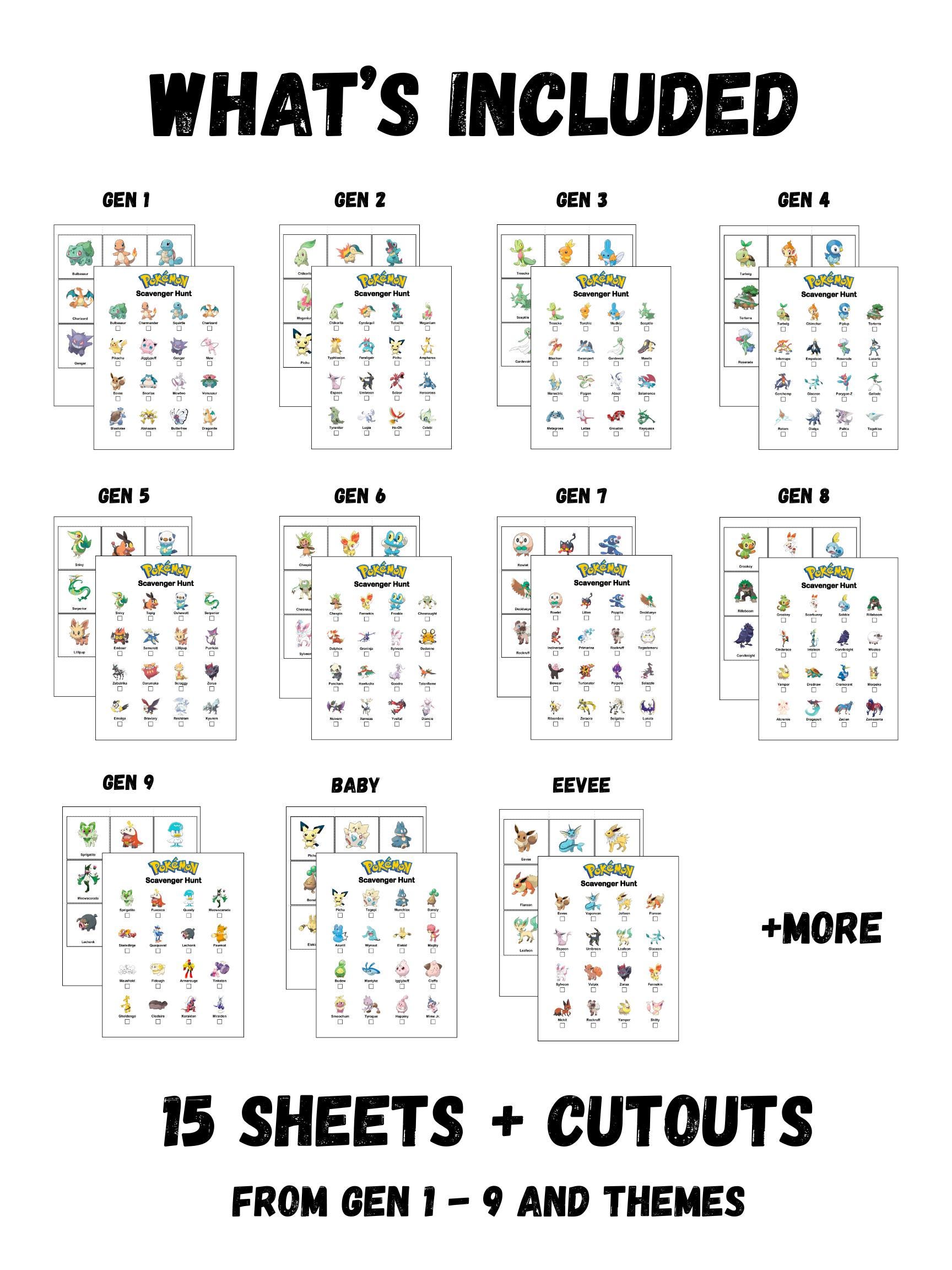 Pokémon Scavenger Hunt Printable, 15 Unique Themes (digital Download ...