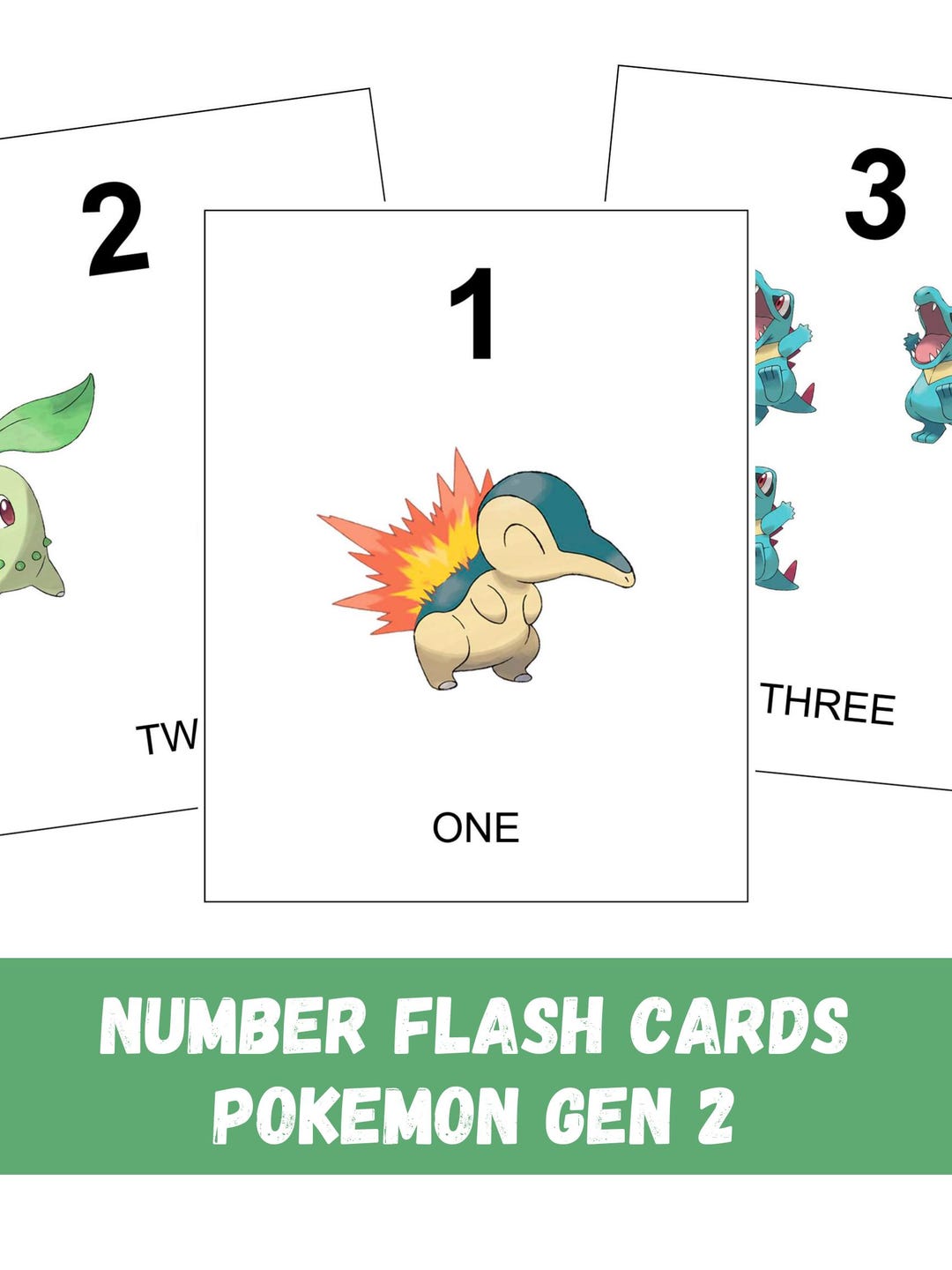 Pokémon Counting Flash Cards 1 to 20 Printable Number Cards Gen 2 ...