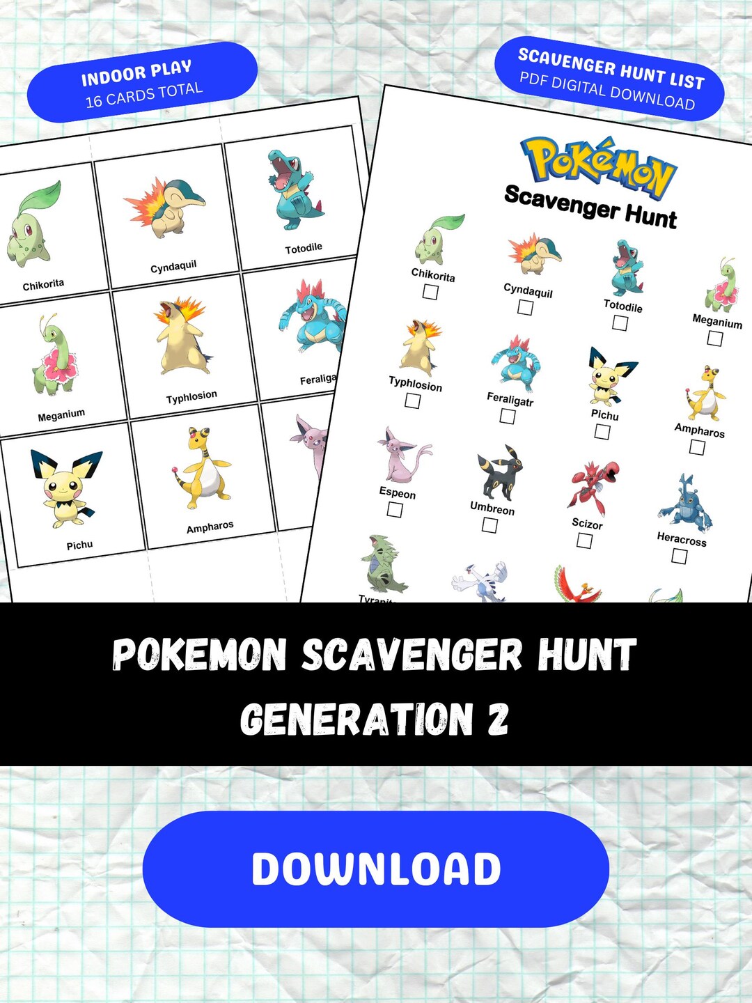 Pokémon Gen 2 Scavenger Hunt, Family Party Game (digital Download ...