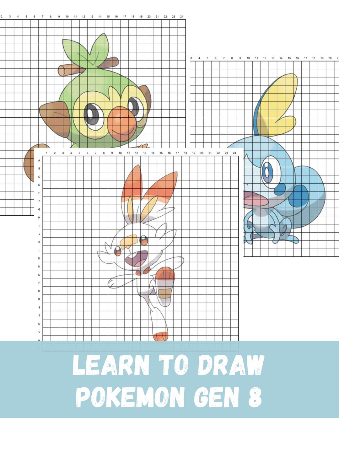 Pokémon Drawing Grid Workbook Gen 8, Learn to Draw Galar Pokémon ...