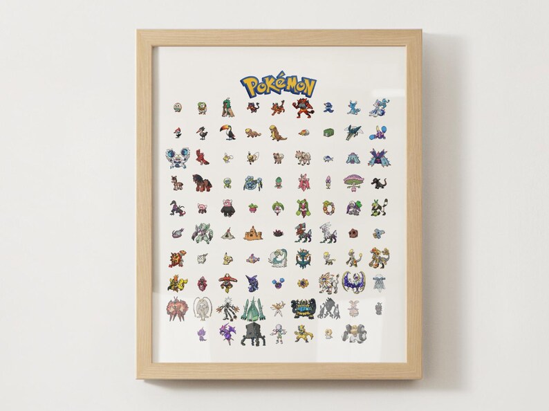 Pokemon Gen 7 Pokedex Poster, Alola Wall Art, Kids Bedroom Decor, Pixel ...